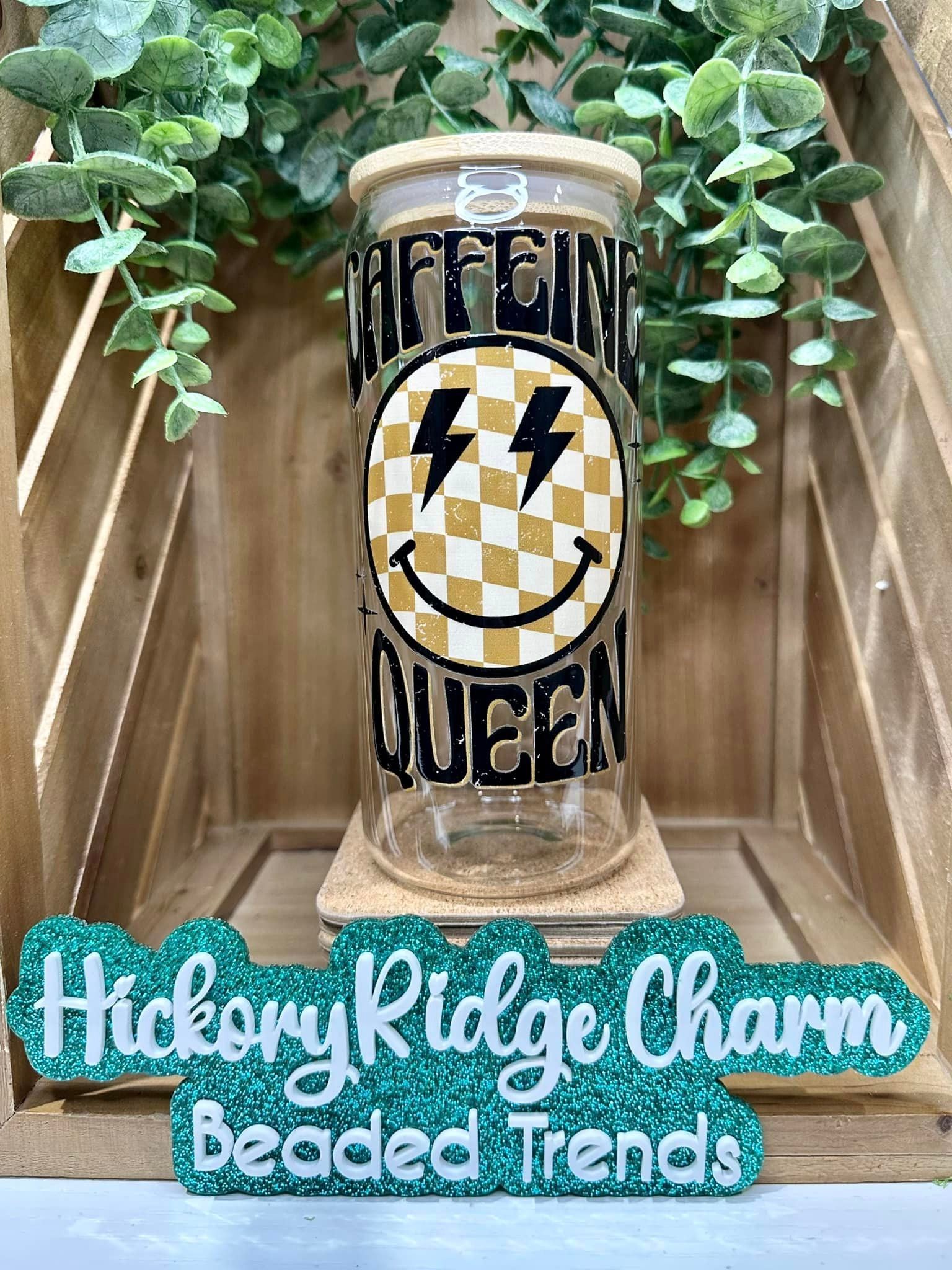 20oz Glass Cup W/ Acrylic Lid | Hickory Ridge Charm